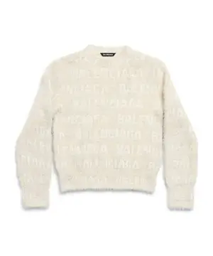 BALENCIAGA Balenciaga Allover Logo Furry Fitted Sweater