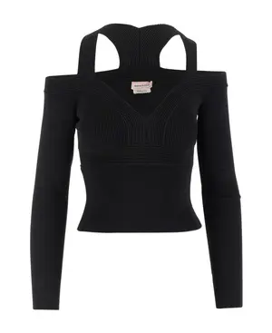 Alexander McQueen Cut-out Detailed Long Sleeve Top