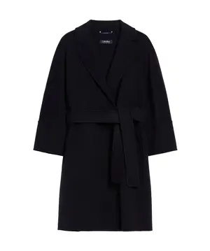 Max Mara Arona Belted Long-sleeved Coat - Midnight Blue