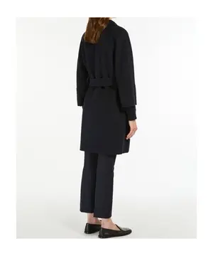 Max Mara Arona Belted Long-sleeved Coat - Midnight Blue