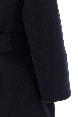 Max Mara Arona Belted Long-sleeved Coat - Midnight Blue