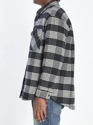 Celine Quilted Overshirt In Checked Wool