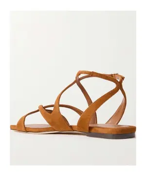 JIMMY CHOO Ayla Flat Sandals With Buckled Ankle Strap - Brown