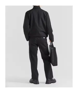 Prada Cropped Tailored Trousers With Logo Plaque