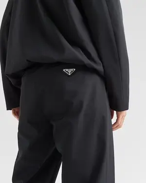 Prada Cropped Tailored Trousers With Logo Plaque