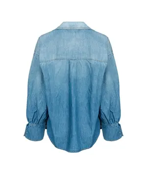Pinko Front-tied V-neck Denim Blouse