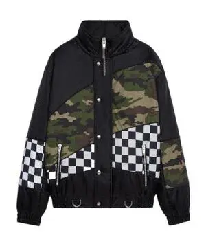 Celine Loose Jacket In Technical Fabric With Camouflage Print - Black
