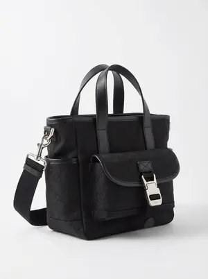 Gucci Monogram Buckle Detailed Tote Bag - Black