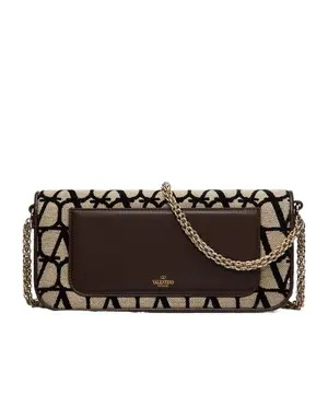 Valentino Garavani Monogram Logo Plaque Shoulder Bag - Beige/black