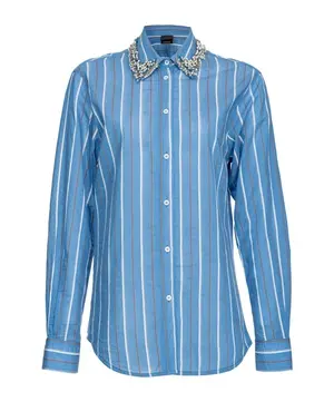 Pinko Striped Shirt With Embellished Collar