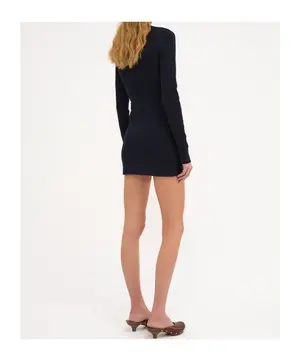 Chloé Long-sleeved Knitted Midi Dress With Gold Military Buttons