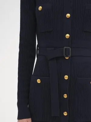 Chloé Long-sleeved Knitted Midi Dress With Gold Military Buttons