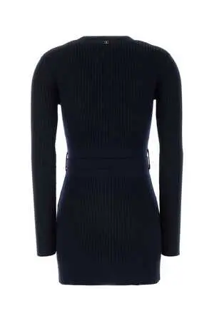 Chloé Long-sleeved Knitted Midi Dress With Gold Military Buttons
