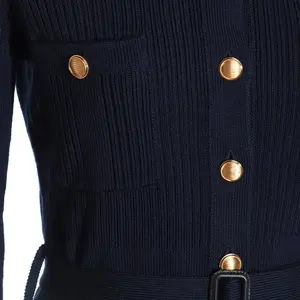Chloé Long-sleeved Knitted Midi Dress With Gold Military Buttons