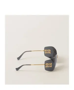 Miu Miu Rimless Curved Lens Sunglasses - Black