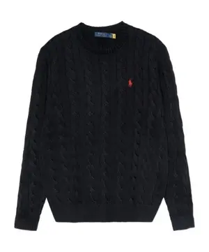 Polo Ralph Lauren Logo Embroidered Cable-knit Jumper - Black