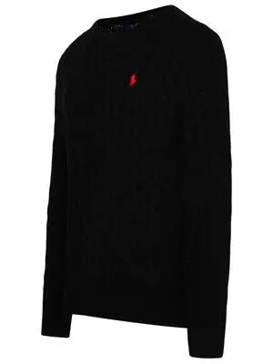 Polo Ralph Lauren Logo Embroidered Cable-knit Jumper - Black