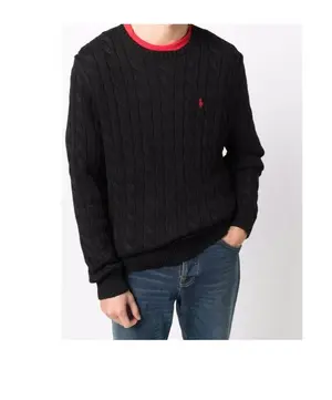 Polo Ralph Lauren Logo Embroidered Cable-knit Jumper - Black
