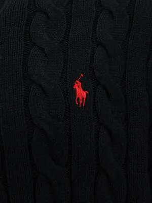 Polo Ralph Lauren Logo Embroidered Cable-knit Jumper - Black