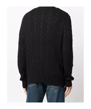 Polo Ralph Lauren Logo Embroidered Cable-knit Jumper - Black