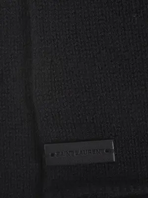 Saint Laurent Ribbed Knit Gloves With Logo Patch