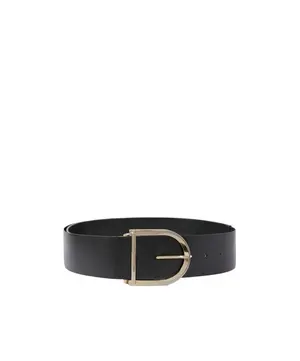 Pinko Maxi Buckle Leather Belt - Black