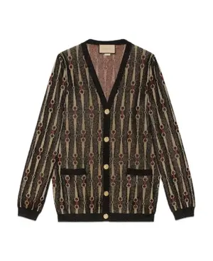 Gucci Horsebit Jacquard V-neck Cardigan