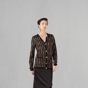 Gucci Horsebit Jacquard V-neck Cardigan