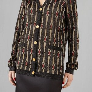 Gucci Horsebit Jacquard V-neck Cardigan
