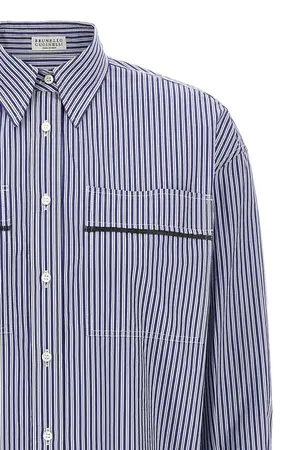 Brunello Cucinelli Striped Shirt With Monile Detail
