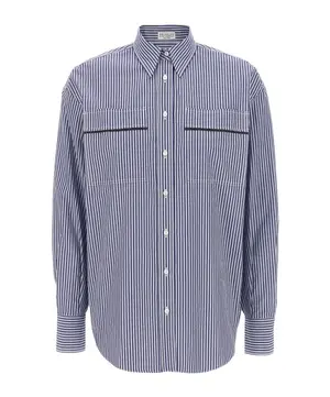 Brunello Cucinelli Striped Shirt With Monile Detail - No