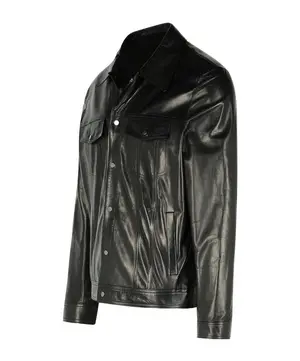 SALVATORE SANTORO Press Stud Leather Shirt Jacket