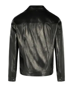 SALVATORE SANTORO Press Stud Leather Shirt Jacket