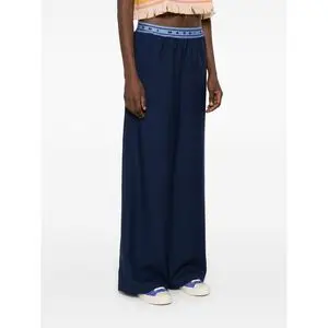Marni Logo-band Wide-leg Trousers - Light Navy