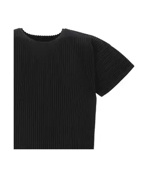 Issey Miyake Homme Plissé Pleated Crewneck T-shirt - Black