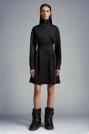 Moncler Triacetate Dress With High Collar And Zipper Neckline
