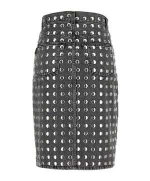 HAIKURE Studded High-waist Denim Skirt - Medium Grey