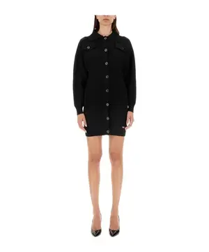 Moschino Long-sleeved Collared Dress With Button Detail