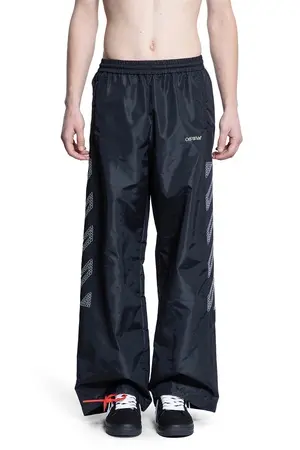 Off-White Logo Detailed Wide Leg Pants - Black