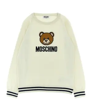 Moschino Teddy Bear Logo Inlaid Sweater - White