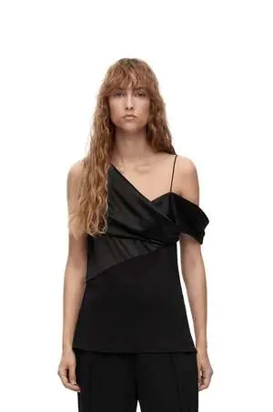 Loewe Draped Top In Satin And Crepe Jersey