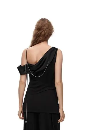Loewe Draped Top In Satin And Crepe Jersey