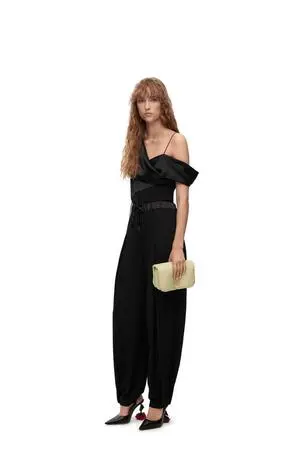 Loewe Draped Top In Satin And Crepe Jersey