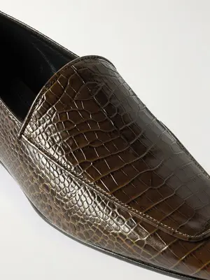 Tove Cora Crocodile-effect Leather Loafers