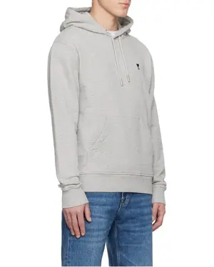 AMI Paris De Coeur Drawstring Hoodie - Heather Ash