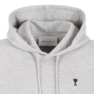 AMI Paris De Coeur Drawstring Hoodie - Heather Ash