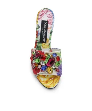 Dolce & Gabbana Floral Embellished Slip-on Mules - Multicolor