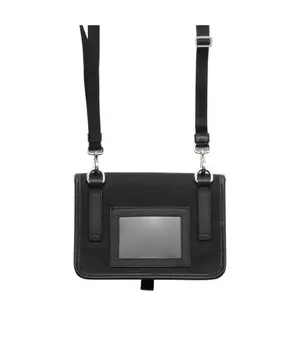 Prada Re-nylon Saffiano Leather Shoulder Bag - Black