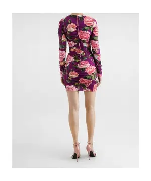 Dolce & Gabbana Floral Print Charmeuse Midi Sheath Dress