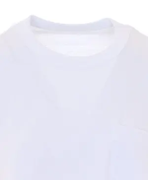 Sacai Lightweight Jersey T-shirt With Chest Pocket And Asymmetrical Hem - No